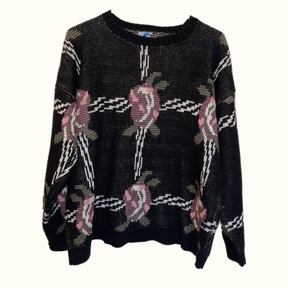 Sweaters | Vintage Knit Floral Sweater | Poshmark